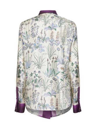 Gucci Womens Ivory Printed Silk Twill Shirt