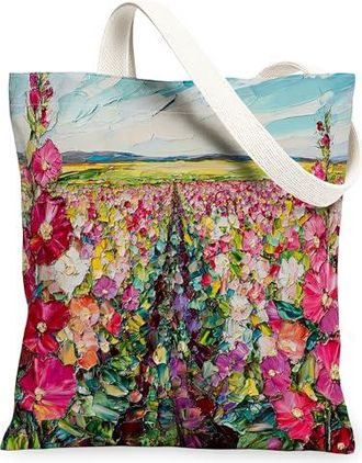 Generic Sac fourre-tout en toile de rose tr&eacute;mi&egrave;re pour le shopping, 33 x 38,1 cm, sac d&eacute;picerie r&eacute;utilisable pour femme, paysage naturel, plage, esth&eacute;tique, d