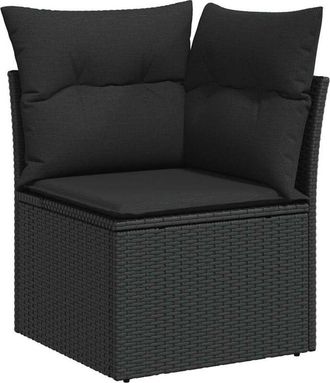 vidaXL Gartensofa-Ecke mit Kissen Schwarz Poly Rattan vidaXL