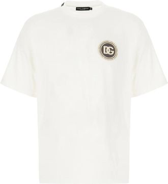 Dolce & Gabbana Homme, Tops, Blanc, Taille: M Logo T-shirt