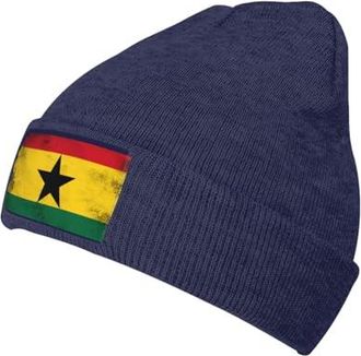 Generic Anti-Transpiration Bonnet Tricot&eacute;, Drapeau ghan&eacute;en Vintage Fiert&eacute; ghan&eacute;enne, Chaud Chapeau dhiver Tricot&eacute;, Bonnets en Tricot pour Cyclisme, Ski, Femme