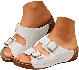 Generic Sandales orthop&eacute;diques compens&eacute;es pour femme 2026 confortables &agrave; deux lani&egrave;res avec soutien de la vo&ucirc;te plantaire, tongs respirantes &agrave; bout ouvert lar