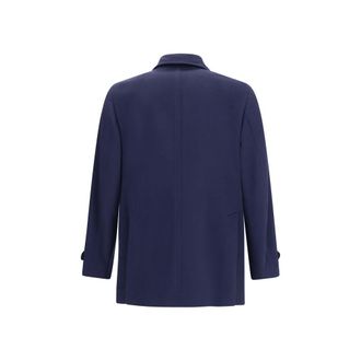 Brunello Cucinelli Double-Breasted Merino Wool Coat - Blue