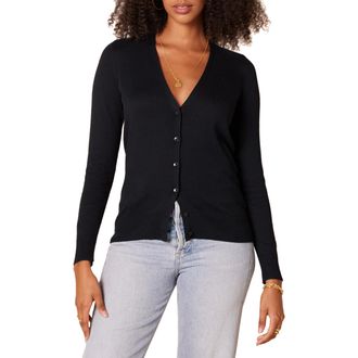 Amazon Essentials Damen Leichter Cardigan mit V-Ausschnitt (in Übergröße erhältlich), Schwarz, XXL