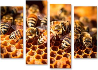 Islandburner Bild auf Leinwand Bienen sammeln Pollen im Bienenstock Bilder Wandbilder Poster JEFQ-4erP