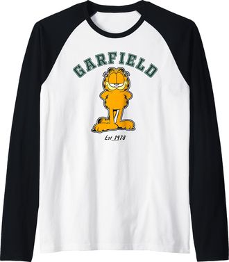 Garfield Pose College-Baseballteam, lustiger Klassiker im Retro-Look Raglan
