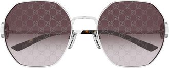 Gucci Geometrische Metall Sonnenbrille - - Accessories - unisex - Grau - 58 MM