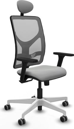 Piqueras y Crespo Schreibtischstuhl, Grau, Rollen, mit 3D-Armlehnen, h&ouml;henverstellbare Lendenwirbelst&uuml;tze und festes Kopfteil, ausgestattet mit 3 Positionen und Schneid