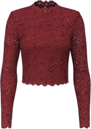 Guess Maglia Cropped in Pizzo - Femme - Tops - Rouge - Taille: 40 FR