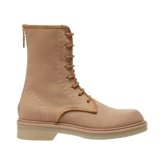 Max Mara Femme, Chaussures, Beige, Taille: 39 EU Bottines Zippées de Luxe Style Militaire
