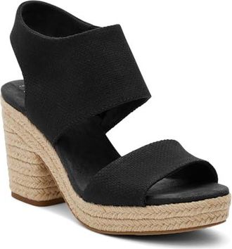 Toms Majorca Platform Sandale à talon Femme, Noir Noir Panier Tissage, 39 EU