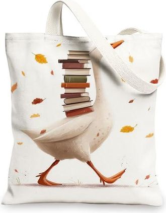 Generic Sacs fourre-tout fantaisistes en toile, sacs dépicerie réutilisables, légers et lavables avec bandoulière, blanc, 13x15 Inch