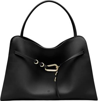 Francesco Biasia Hobo Bags - Structured Black Leather Handbag With Gold Clasp D - Gr. unisize - in Schwarz - für Damen