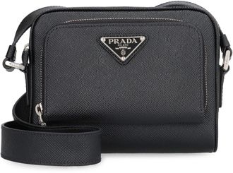 Prada Mens Messenger Bag Saffiano Calfskin Black Leather