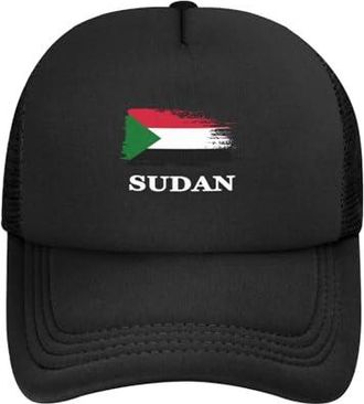 Generic Casquette Baseball,Brossez Le Drapeau Soudanais,Respirant Casquette De Camionneur Anti UV Anti-Soleil Cap pour Voyages Femme Homme
