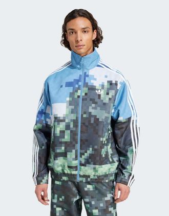 adidas Originals adidas Originals x Minecraft - Haut de surv&ecirc;tement - Bleu/vert citron