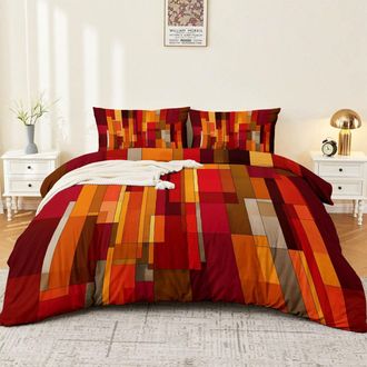 Generic Drucken Bettw&auml;sche 3-teiliges Geometrie Abstrakt Modern Mikrofaser Bettbezug 155 x 220 cm moderner Druckweich und kuschelig Mikrofaser Bettbezug 1 St&uuml;