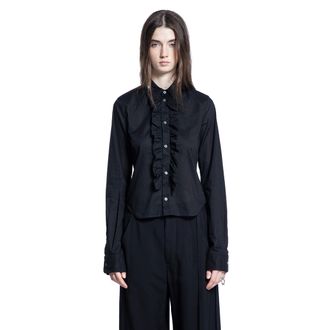 Ann Demeulemeester Erma Ruffled Shirt in Light Cotton Poplin