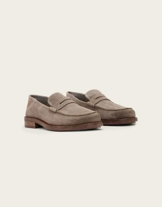 AllSaints Bloom - Loafer aus weichem Wildleder in Braun
