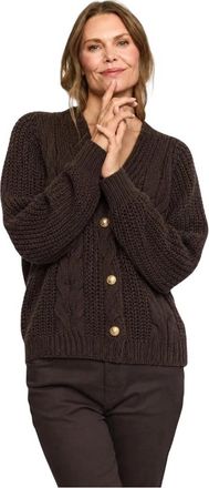 2-Biz Lc3505 2-Wege-Rei&szlig;verschluss-Strickjacke - - Knitwear - Damen - Braun - L/XL