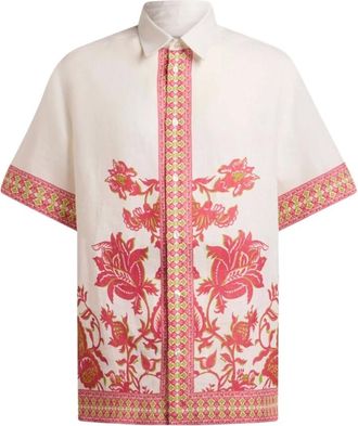 Etro Homme, Chemises, Multicolore, Taille: S Chemise oversize en lin &agrave; imprim&eacute; floral plac&eacute;