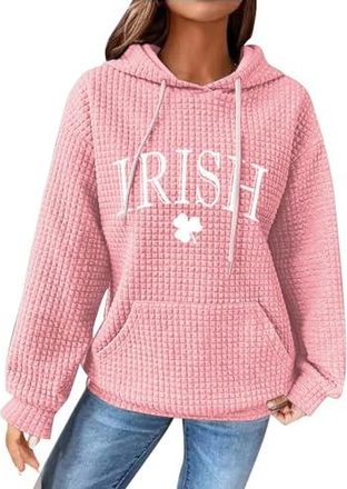 Generic Sweat-shirt surdimensionn&eacute; pour femme - Pull &agrave; capuche pour femme - Lettre imprim&eacute;e - Tops pour la Saint Tag - Veste de surv&ecirc;tement 2026 - Automne Hiv