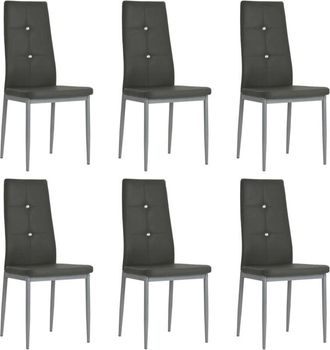 vidaXL Esszimmerst&uuml;hle 6 Stk. Kunstleder Grau Vidaxl