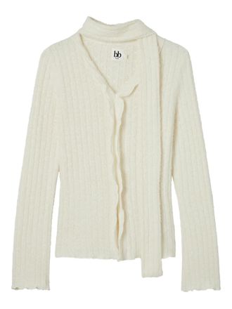 B+ab Gerippter Pullover mit Schal - Nude