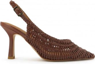 Elvio Zanon Femme, Chaussures, Brun, Taille: 40 EU Slingback en cuir tress&eacute;