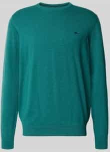 Fynch-Hatton Strickpullover aus reiner Baumwolle mit Logo-Stickerei