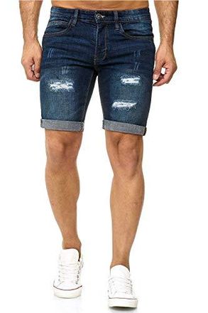 Indicode Short en jean Kaden, Bleu fonc&eacute; c&ocirc;tel&eacute;., XXL
