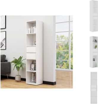 vidaXL B&uuml;cherregal Wei&szlig; 36x30x171 cm Holzwerkstoff - B&uuml;cherregal - Regal - Wohnraumgestaltung - Aufbewahrungsl&ouml;sung - Wei&szlig;er Schrank