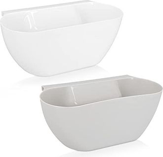 Navaris 2X Coupelle Collecte D&eacute;chets Cuisine - Bac Poubelle Collecteur 3,8L pour Plan de Travail - R&eacute;cipient &agrave; Accrocher 28 x 13,5 x 11 cm