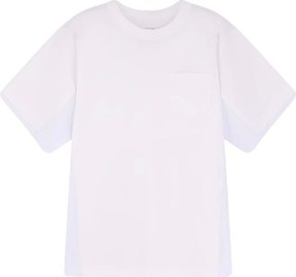 sacai Homme, Tops, Blanc, Taille: S T-shirt oversize &agrave; col rond et coutures apparentes
