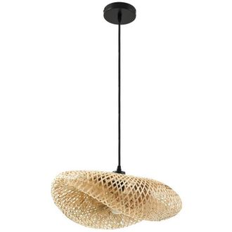 Lindby [NEUWERTIG] B-Ware Lindby Hängeleuchte Pendelleuchte Eleane Bambus Natur Länge 50 Cm E27