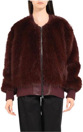 Actualee Femme, Vestes, Rouge, Taille: 36 FR Veste en fausse fourrure