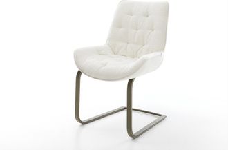 DELIFE Freischwinger Taimi-Flex Bouclé Soft Beige Freischwinger flach Effektfinish Titan, Esszimmerstühle