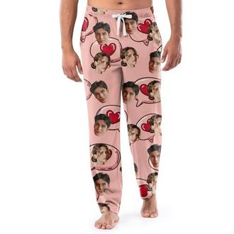 Generic Pantalon de pyjama personnalis&eacute; pour homme et femme avec cordon de serrage et poche, cadeaux personnalis&eacute;s pour amoureux, papa, maman, famille, 1-verm