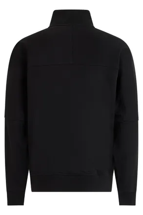 HUGO BOSS Mens Zip-Up Cotton Sweatshirt With High Collar Black Top