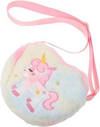 IFUNDOM Paquet Bandouli&egrave;re Licorne en Peluche Rose Pastel, Petit Paquet &agrave; Main Fille de Coeur, Portefeuille Mignon pour Gar&ccedil;on et Filles, Rangement Bonbons Jo