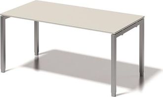 Bisley Cito Schreibtisch, 650-850 mm höheneinstellbares U-Gestell, Metall, Gw355 Dekor Grauweiß, Gestell Silber, 80 x 160 x 85 cm