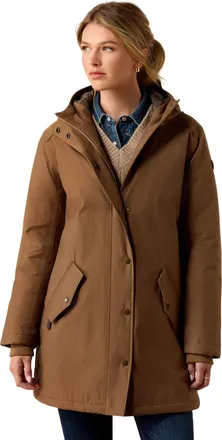 Ariat Womens Barrowmere Waterproof Insulated Parka Jacket Long Sleeve in Malt, Size X-Large, by Ariat