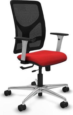 Piqueras y Crespo B&uuml;rostuhl rot mit wei&szlig;en und schwarzen Armlehnen, h&ouml;henverstellbare Lendenwirbelst&uuml;tze, ausgestattet mit Syncro/Traslack und Schneideschaum, Schwarz/R