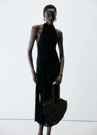 Mango Sac port&eacute; &eacute;paule fibre naturelle chocolat - Femme - Taille unique - MANGO