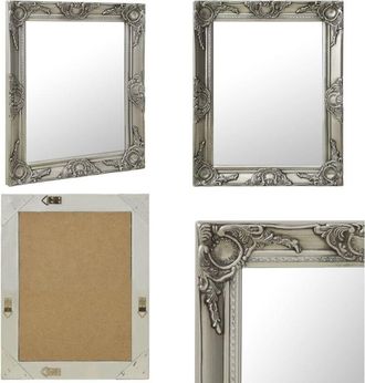 vidaXL Vidaxl - Wandspiegel im Barock-Stil 50x60 cm Silbern - Barockspiegel - Wandspiegel - Silberner Spiegel - Rechteckiger Spiegel - Vintage Spiegel