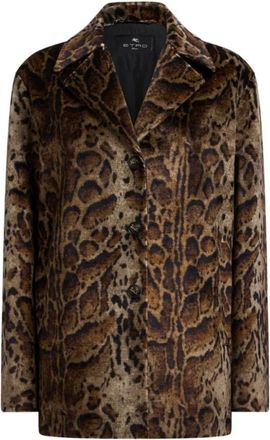 Etro Femme, Manteaux, Brun, Taille: 42 FR Cappotto crop in velluto motivo leopardato