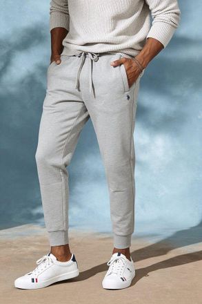 U.S.Polo Association Jogginghose Sweatpant (Baumwolle-Mischung) lang grau Herren