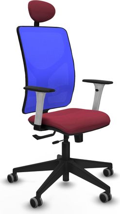 Piqueras y Crespo B&uuml;ro-Rollstuhl mit wei&szlig;en und schwarzen Armlehnen, h&ouml;henverstellbare Lendenwirbelst&uuml;tze und festes Kopfteil, ausgestattet mit Syncro/Traslack. Blau/Gr