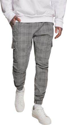 Urban Classics Herren AOP Glencheck Cargo Jog Pants White/Black, XL