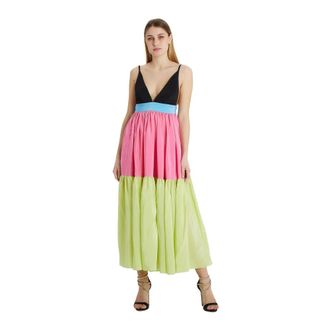 M Missoni Langes &auml;rmelloses Kleid mit F&ouml;rdern - - Dresses - Damen - Rosa - XS